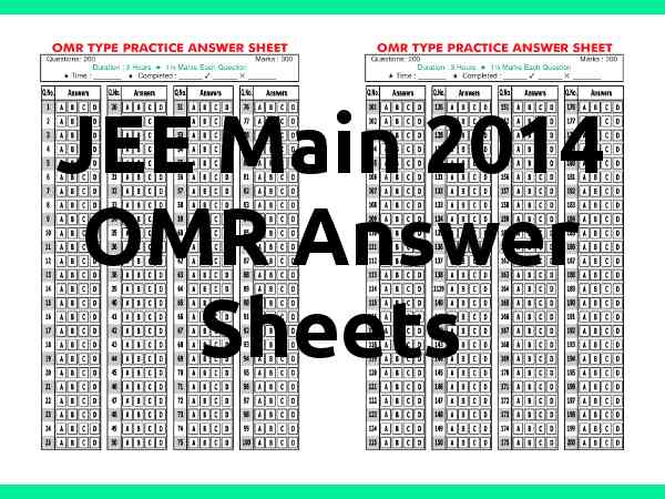 View OMR Sheet with Recorded Responses of JEE Main 2014 Paper II ...