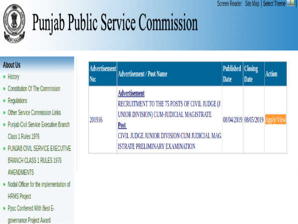 PPSC Recruitment 2019 For 75 Civil Judges (Junior Division) cum ...