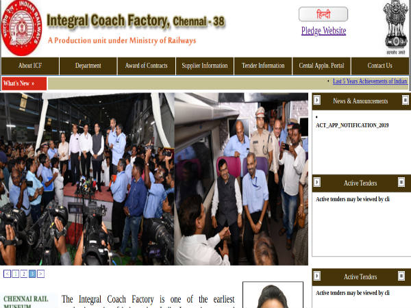 Integral Coach Factory Recruitment 2019: Applications Invited For 992 ...