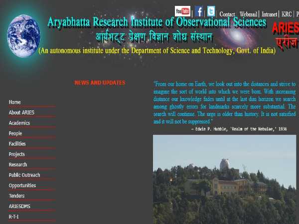 ARIES India Recruitment 2020 For Scientists, Assistants And Consultants ...