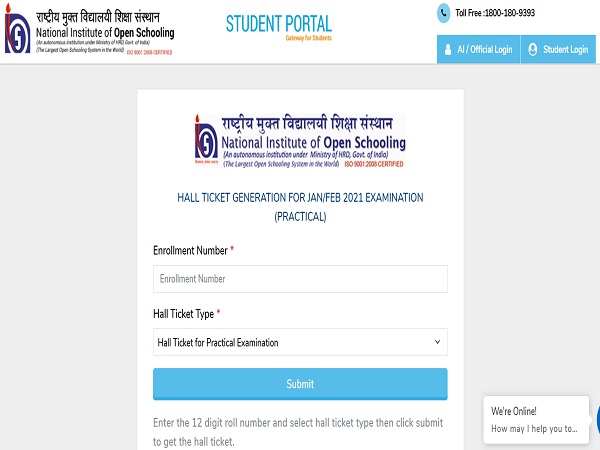 NIOS Practical Admit Card 2021 Released For Class 10 And Class 12 ...