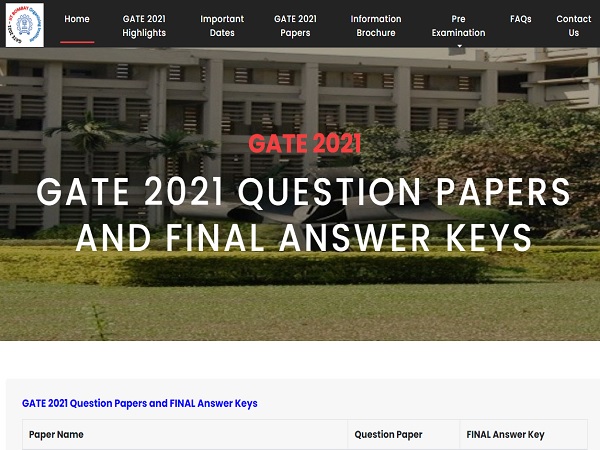 GATE Final Answer Key 2021 Released, Download PDF Here - Careerindia